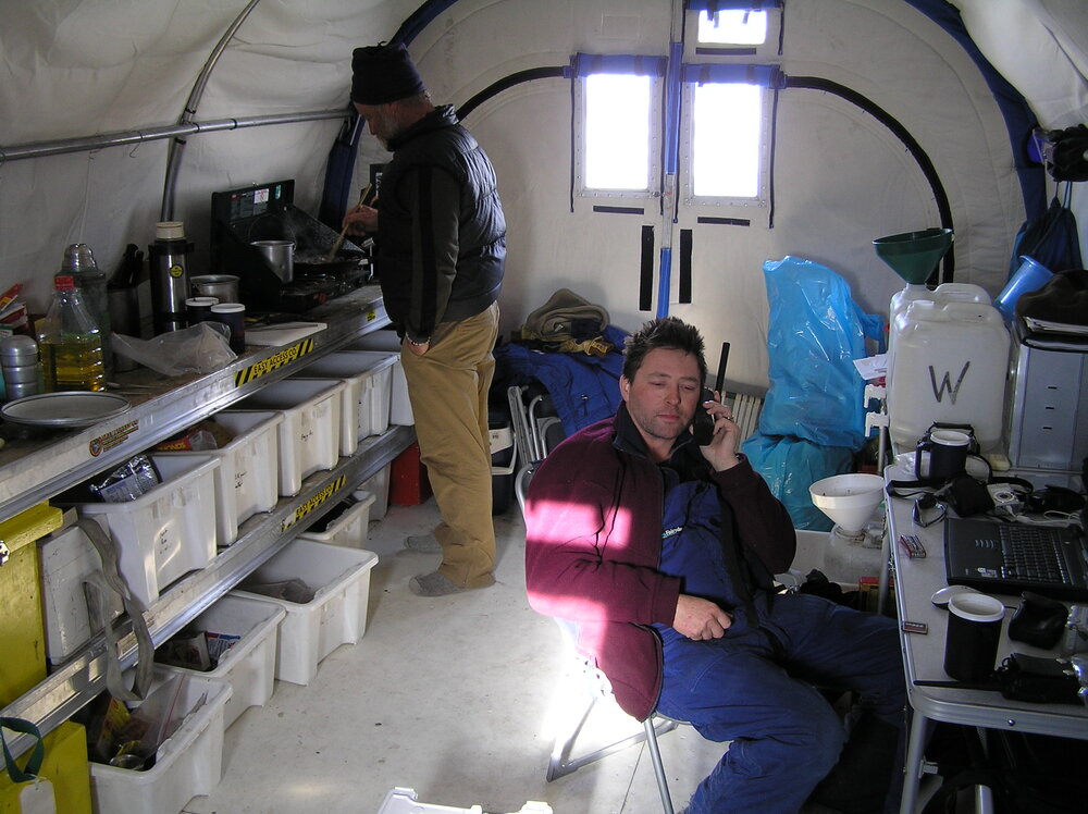 2005-06 Doug Rogan and Al Fastier inside a Polar Haven tent, Cape Royds ...
