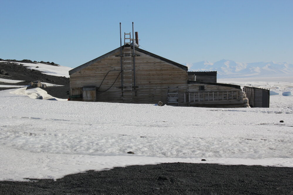 2019-20 Hut inspection - East elevation, Scott's Hut, Cape Evans ...