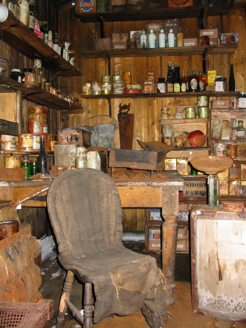 2003 K440 at Scott's 'Terra Nova' hut - Wardroom chair, Galley behind ...
