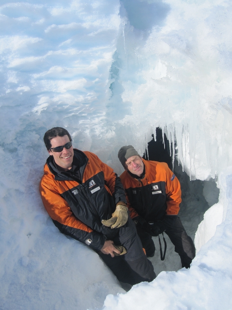 2010-11 Jamie Clarke and Jaime Ward at the entrance to an ice cave ...